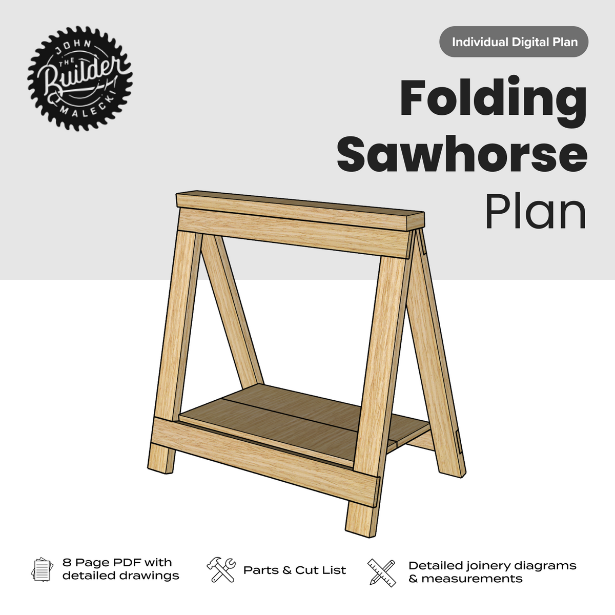 DIY Folding Sawhorse Plan - John Malecki - Woodworking, DIY Builds ...