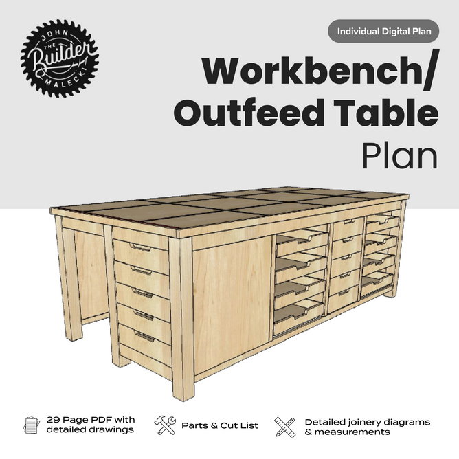 Workbench / Outfeed Table Plan - John Malecki - Woodworking, DIY Builds ...