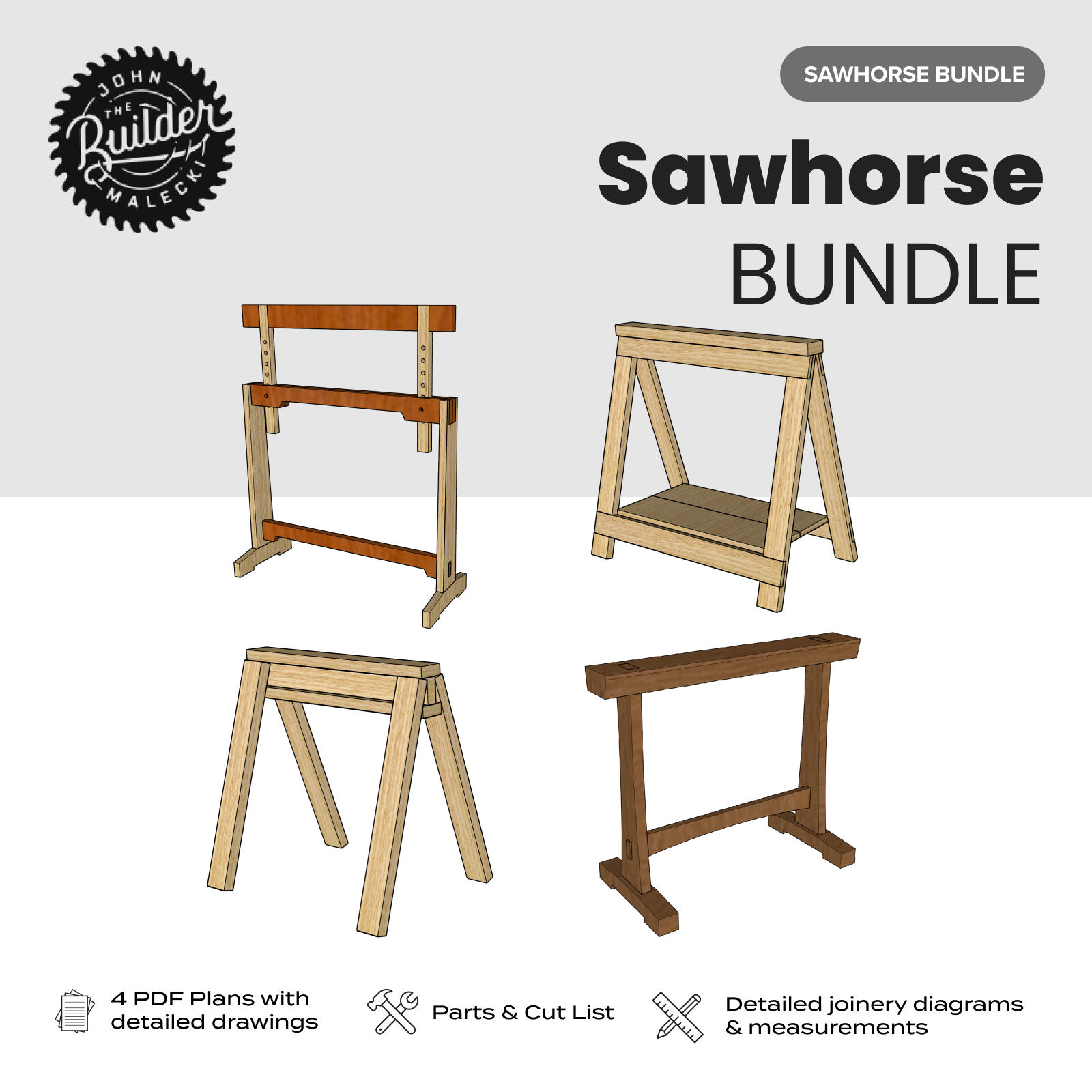 Sawhorse BUNDLE John Malecki Woodworking DIY Builds Shop Shades Safety Glasses